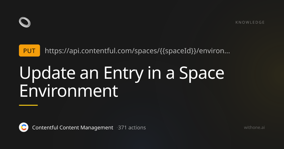 Update an Entry in a… | Contentful Content Management | One