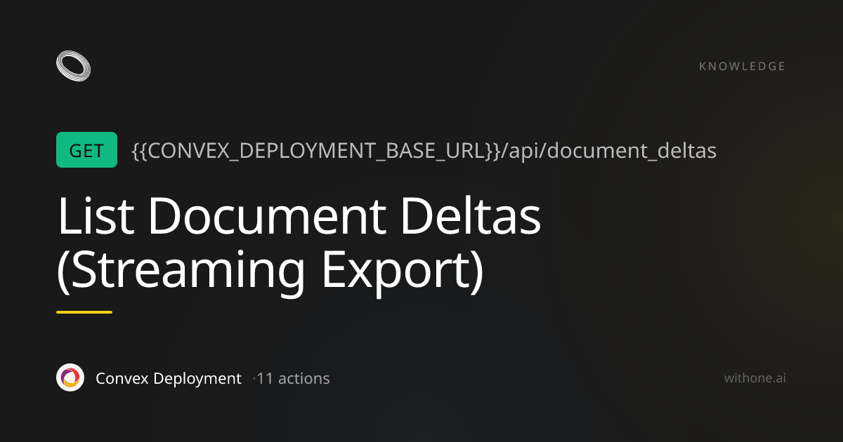 List Document Deltas (Streaming… | Convex Deployment | One